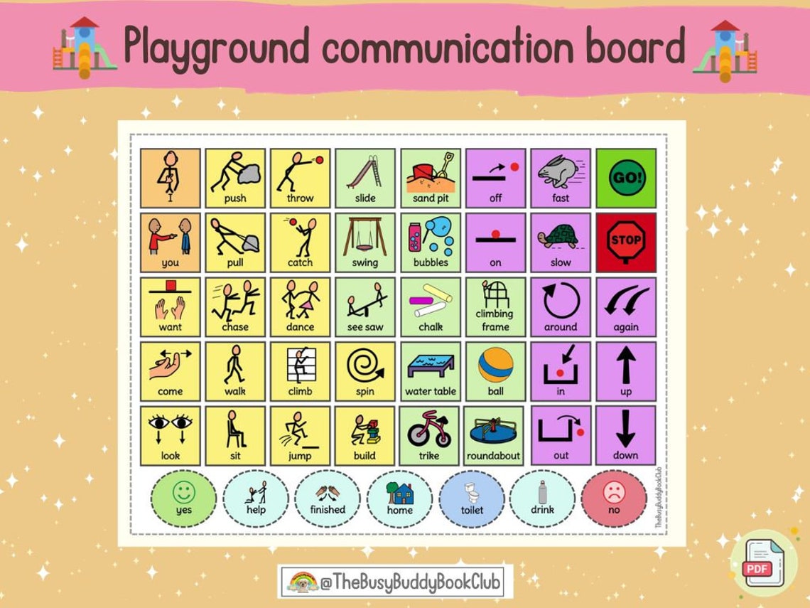 Playground Communication Board| Visual Support| Speech Therapy| AAC ...