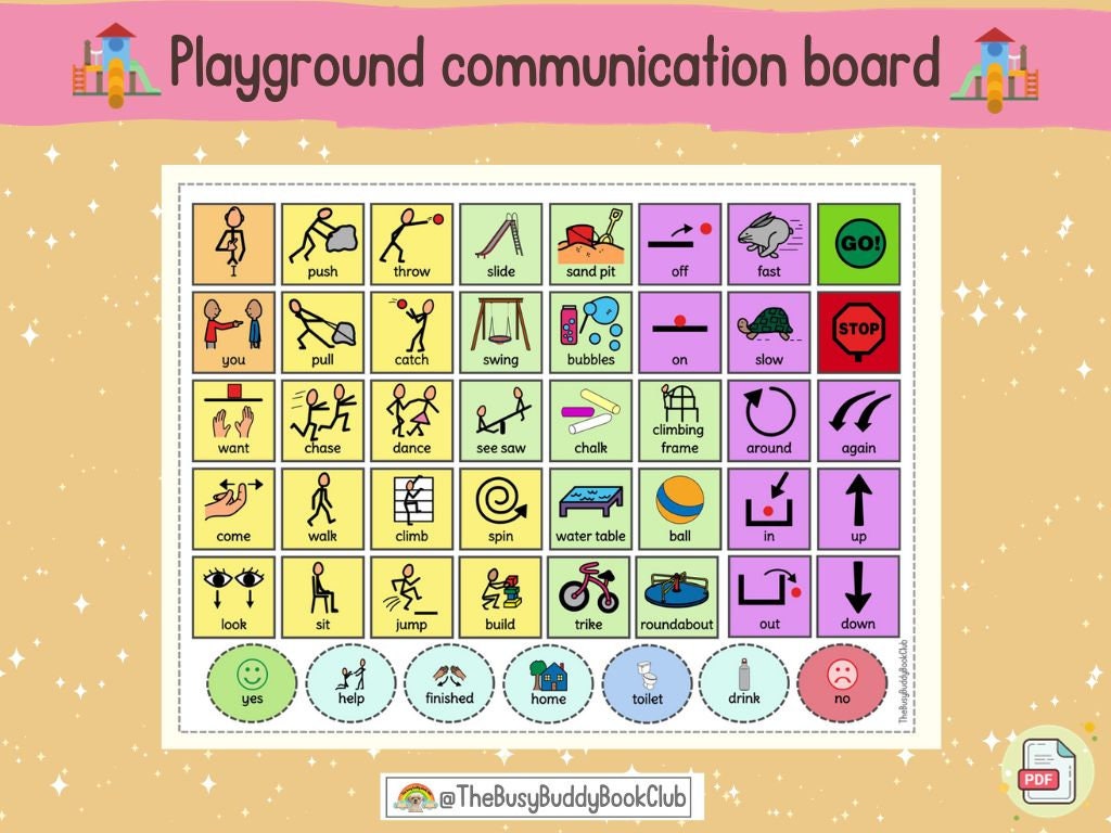 Playground Communication Board| Visual Support| Speech Therapy| AAC ...