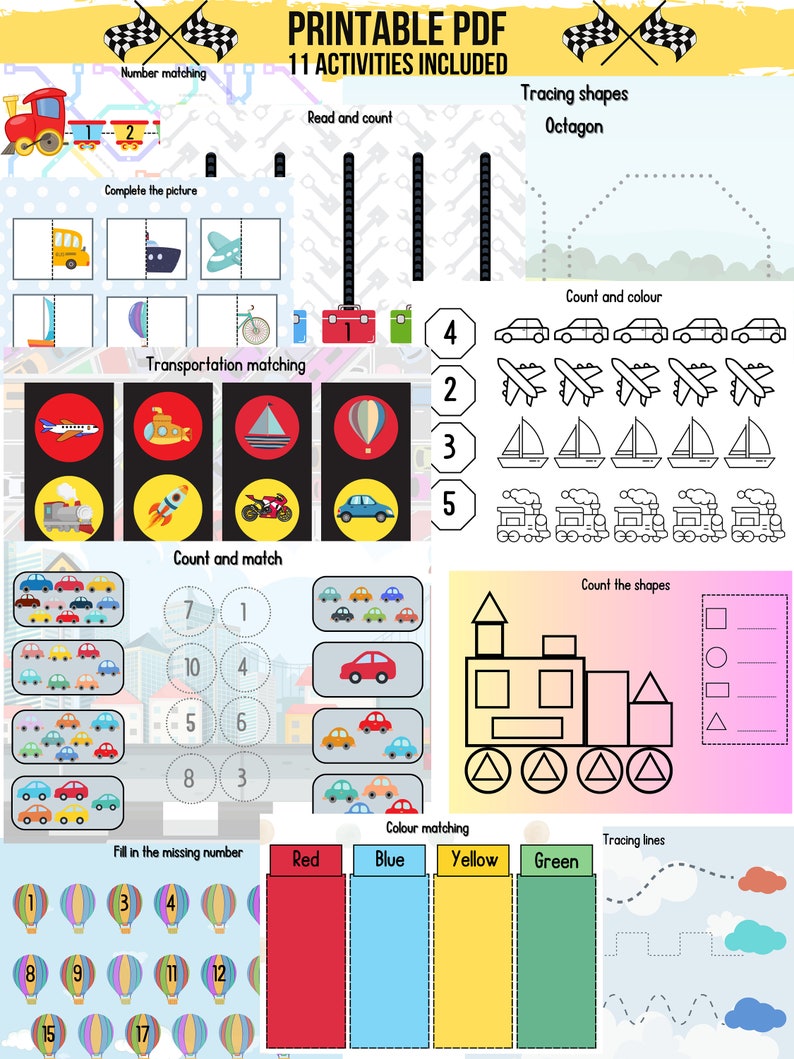 TRANSPORT Themed Busy Book - Printable DIY- Toddler/prek/montessori ...