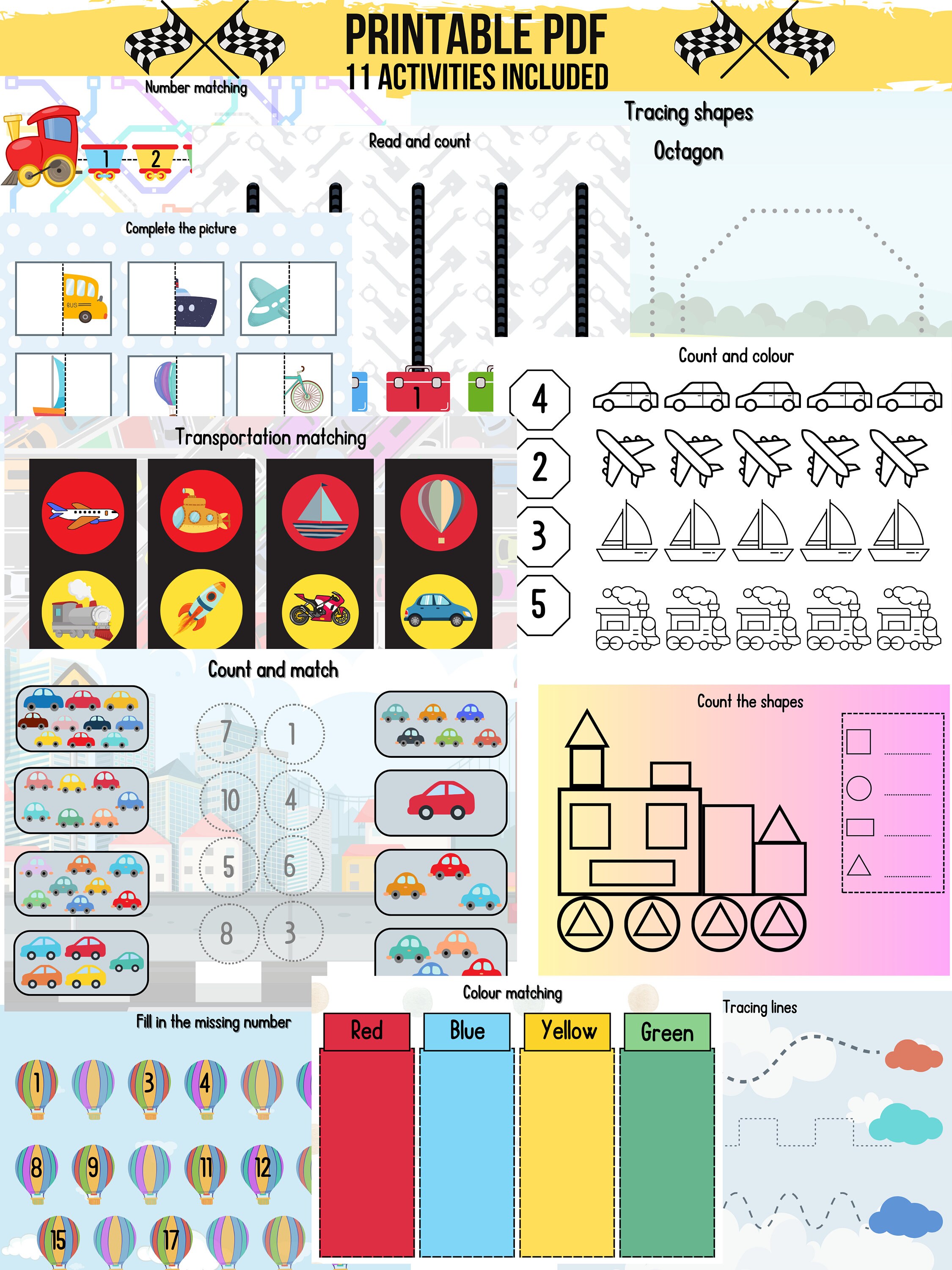 TRANSPORT Themed Busy Book - Printable DIY- Toddler/prek/montessori ...