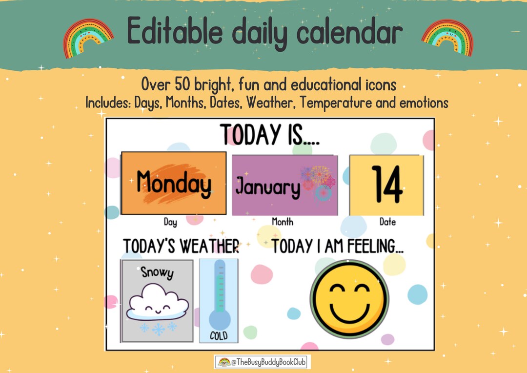 Editable Daily Calendar - Visual Support|asd|prek|preschool ...