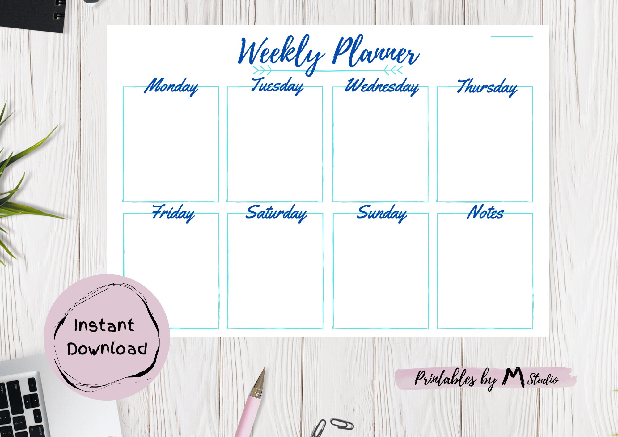 Wochenplaner druckbar/Undatierter Wochenplaner/Wochenplaner - Etsy.de