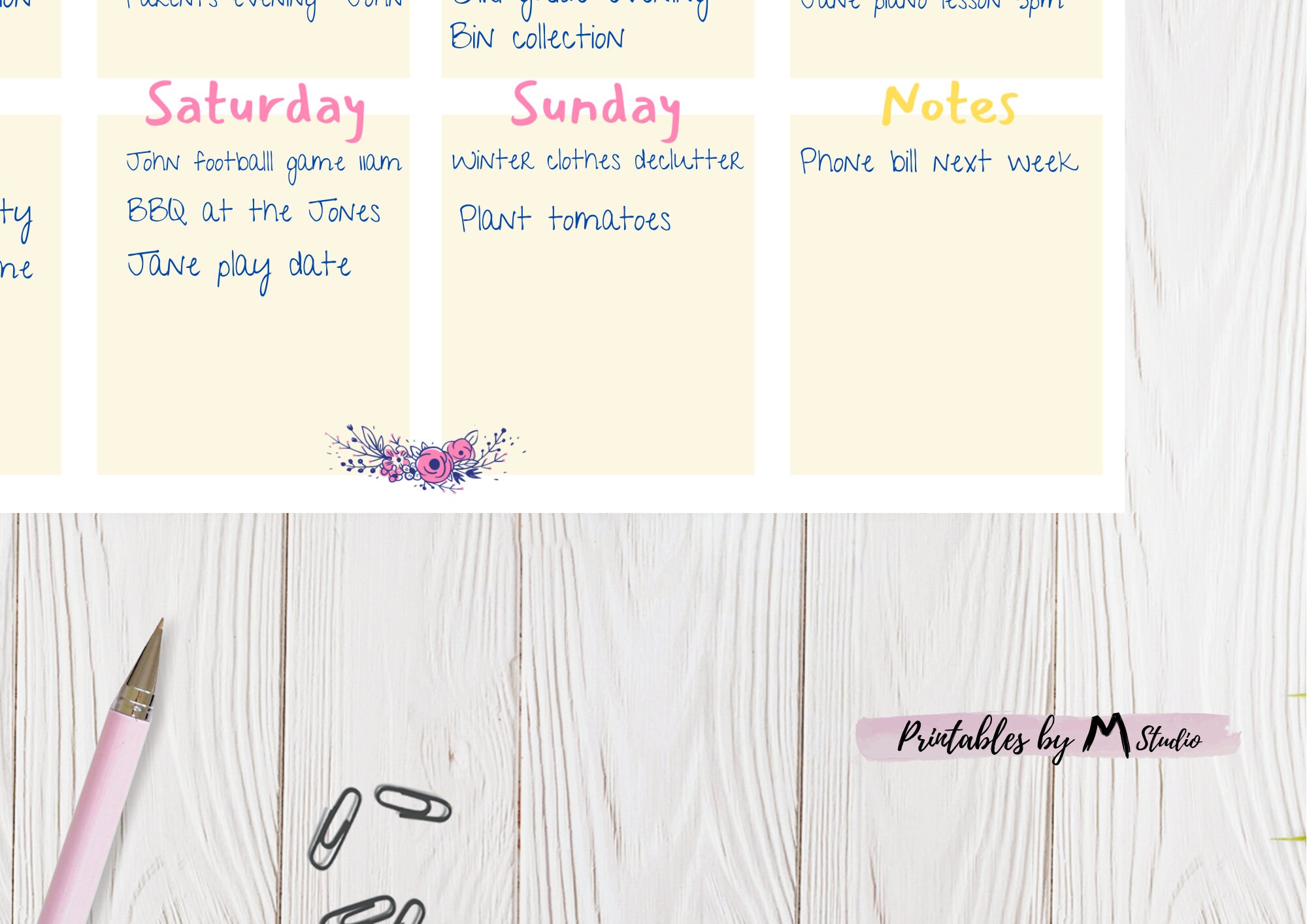 Weekly Planner Printable/undated Weekly Planner/weekly Planner - Etsy