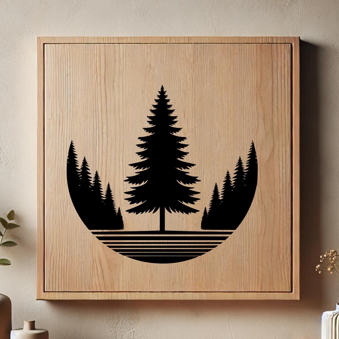 Pine Tree SVG, Cutting Digital File, Tranquility Laser Wood Engraving ...