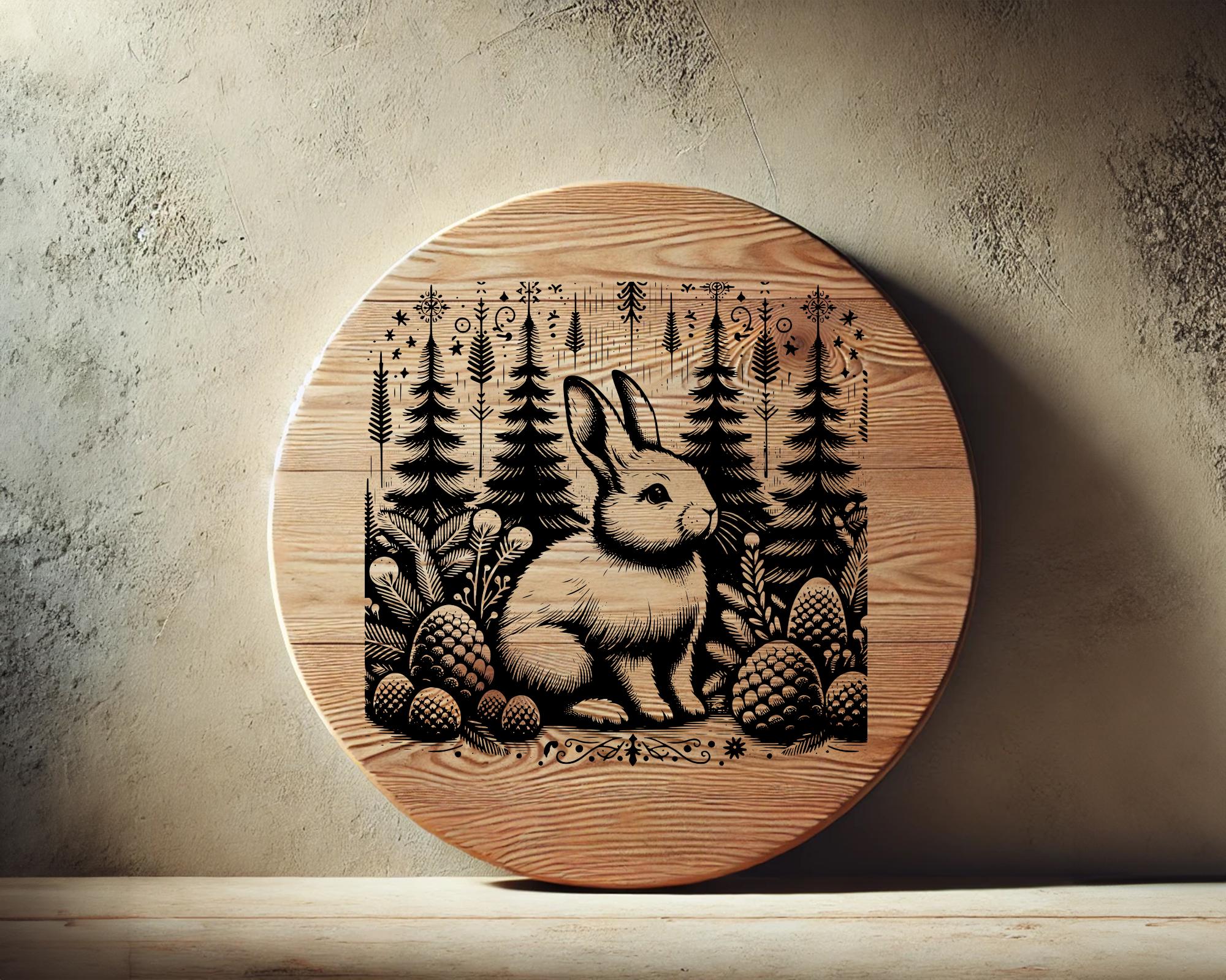Bunny Forest SVG, Cutting Digital File, Tranquil Nature Laser Wood ...