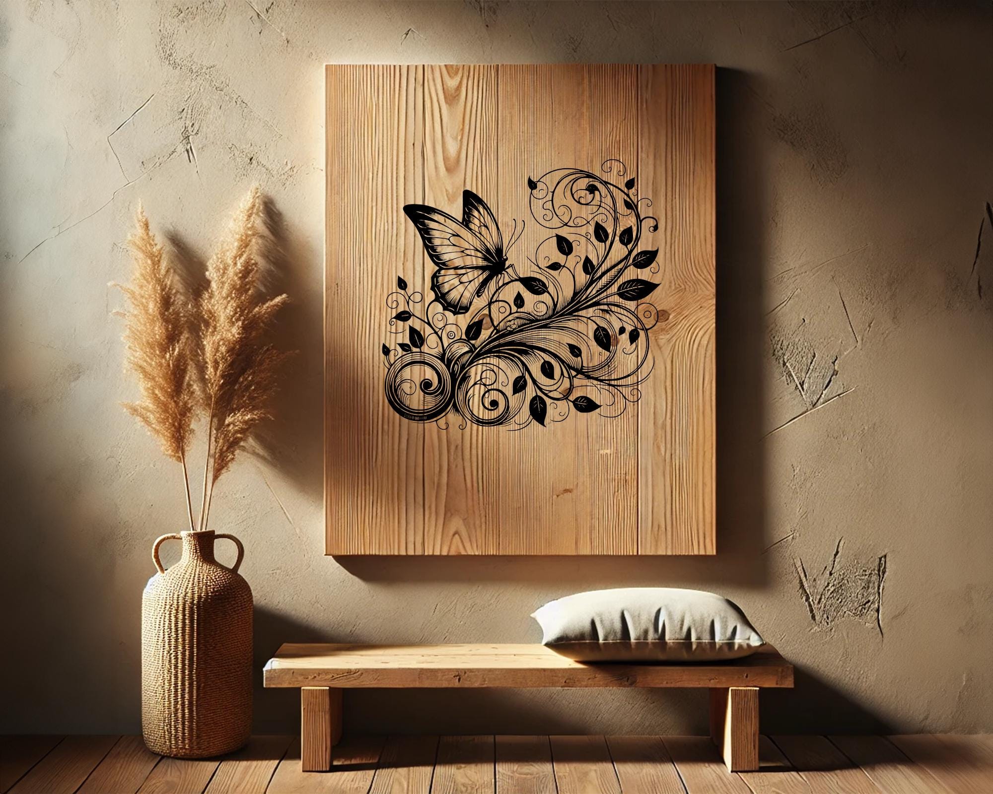 Butterfly Vines SVG, Cutting Digital File, Elegant Change Laser Wood ...