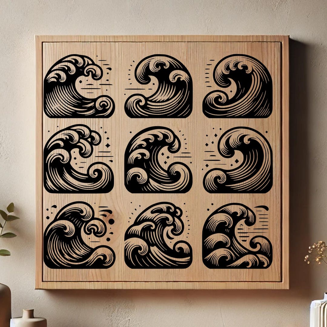 Ocean Waves SVG, Cutting Digital File, Nature Laser Wood Engraving File ...