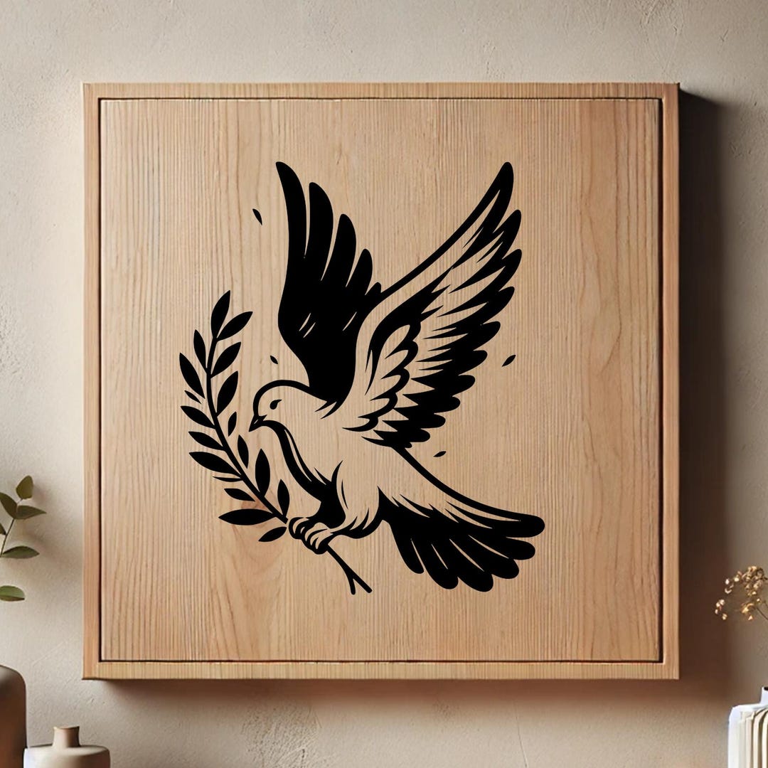 Dove With Olive Branch SVG, Cutting Digital File, Peaceful Hope Laser ...