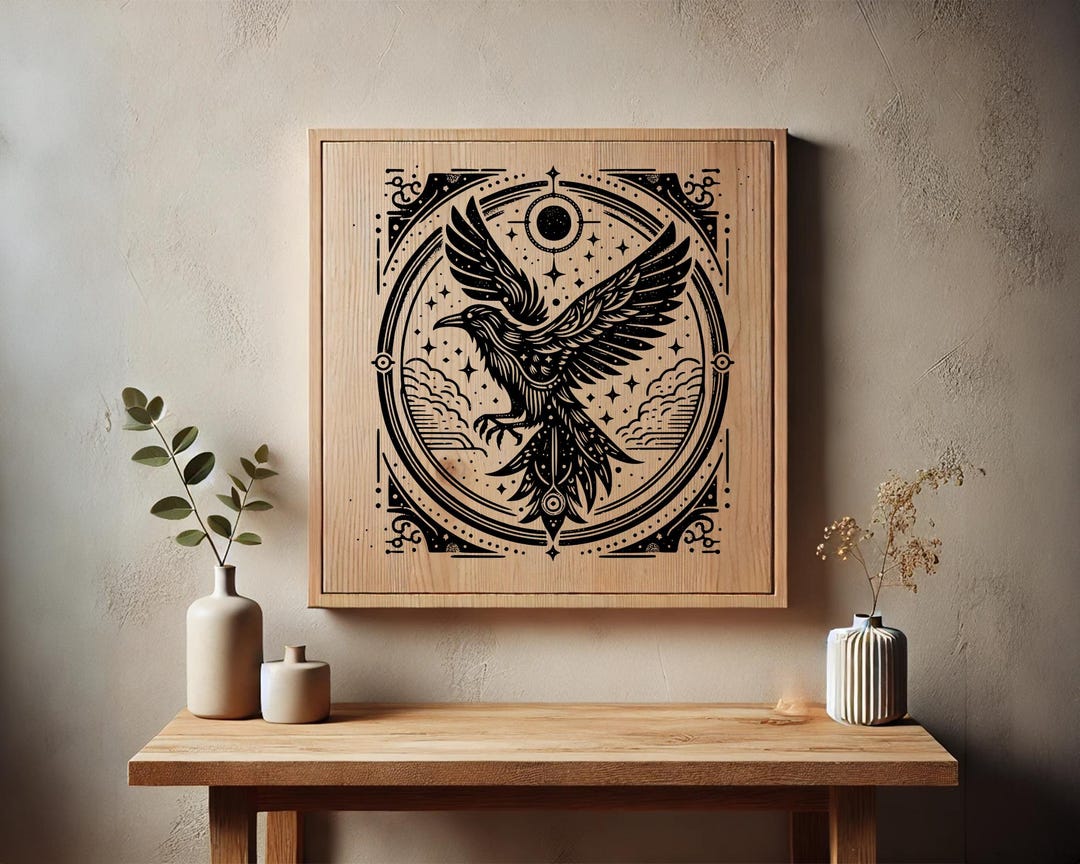 Raven SVG, Cutting Board Digital File, Mystical Laser Wood Engraving ...