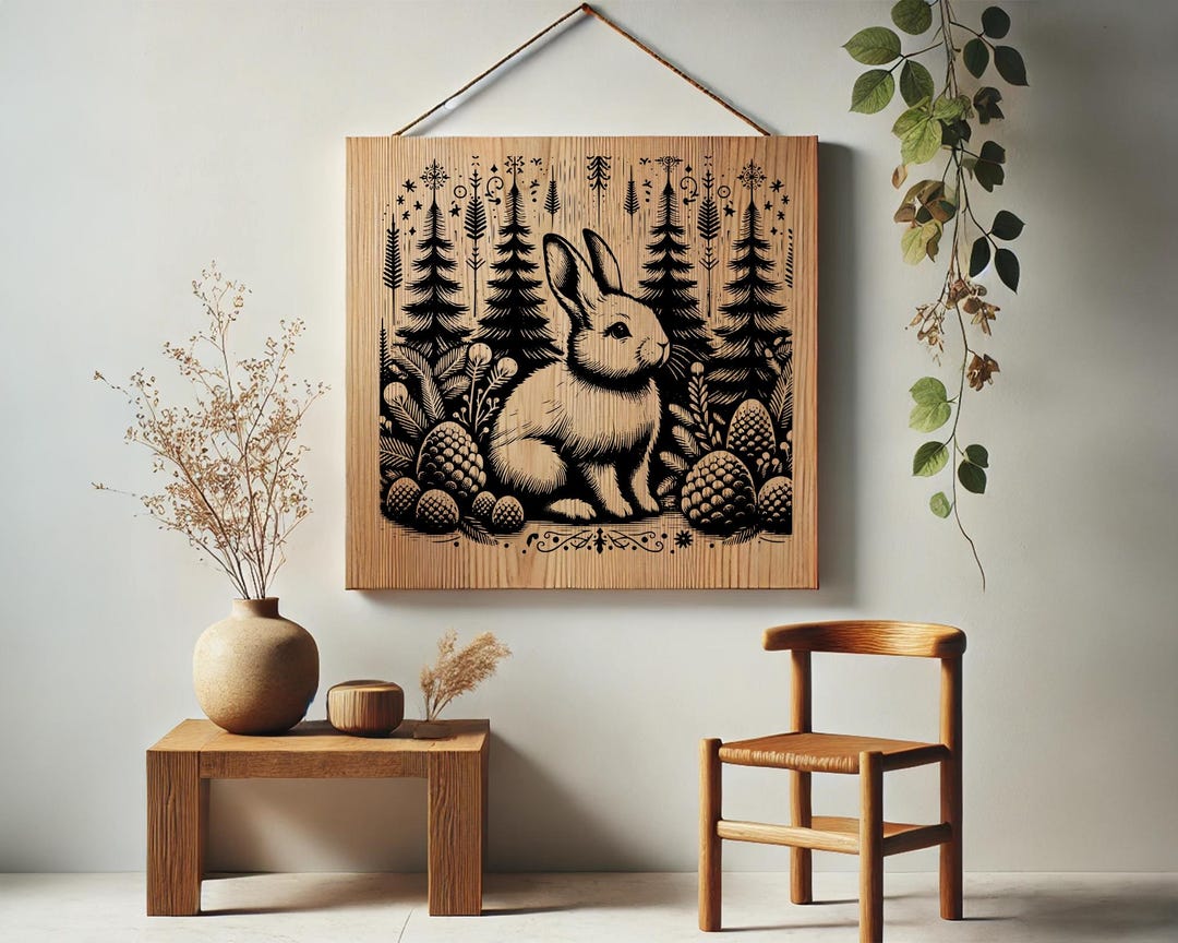 Bunny Forest SVG, Cutting Digital File, Tranquil Nature Laser Wood ...