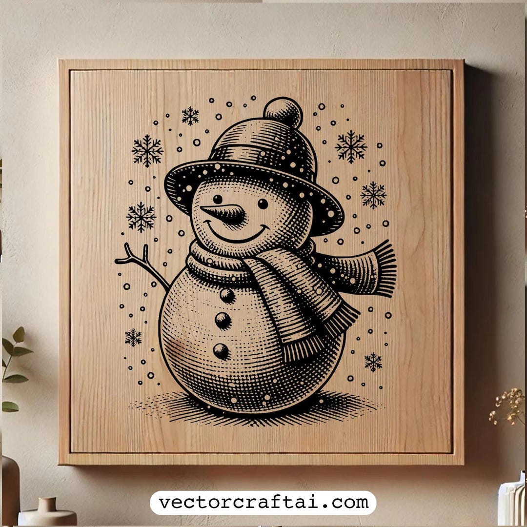 Snowman SVG, Cutting Digital File, Cute Christmas Laser Wood Engraving ...