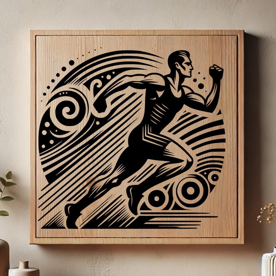 Runner SVG, Cutting Digital File, Dynamic Sports Laser Wood Engraving ...