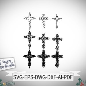 Layered Cross - Bundle 3 Crosses - 3 Layers - Glowforge Decoration ...