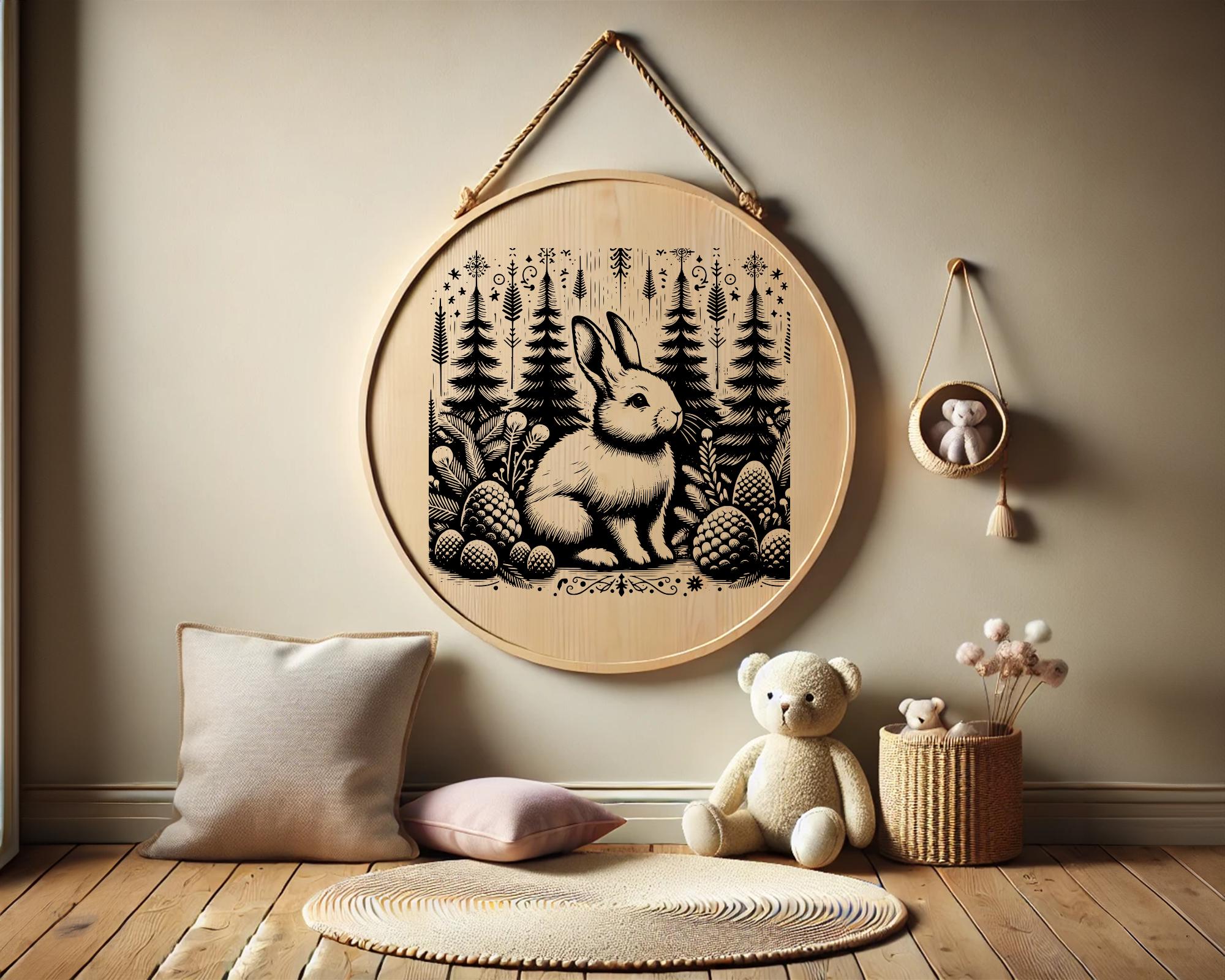 Bunny Forest SVG, Cutting Digital File, Tranquil Nature Laser Wood ...