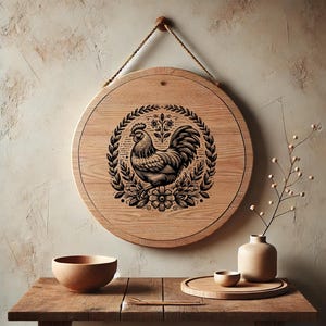 Farmhouse Chicken SVG, Cutting Board Digital File, Rustic Everyday ...