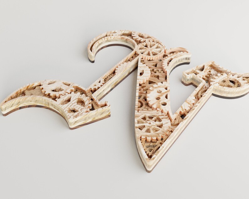 Layered Letter N - Steam Punk Alphabet Gears - Wall Art - SVG,DXF,DWG ...