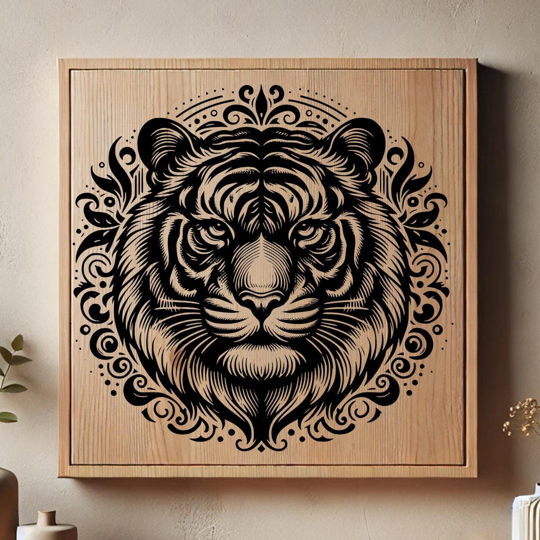 Tiger Face SVG, Cutting Digital File, Wildlife Laser Wood Engraving ...