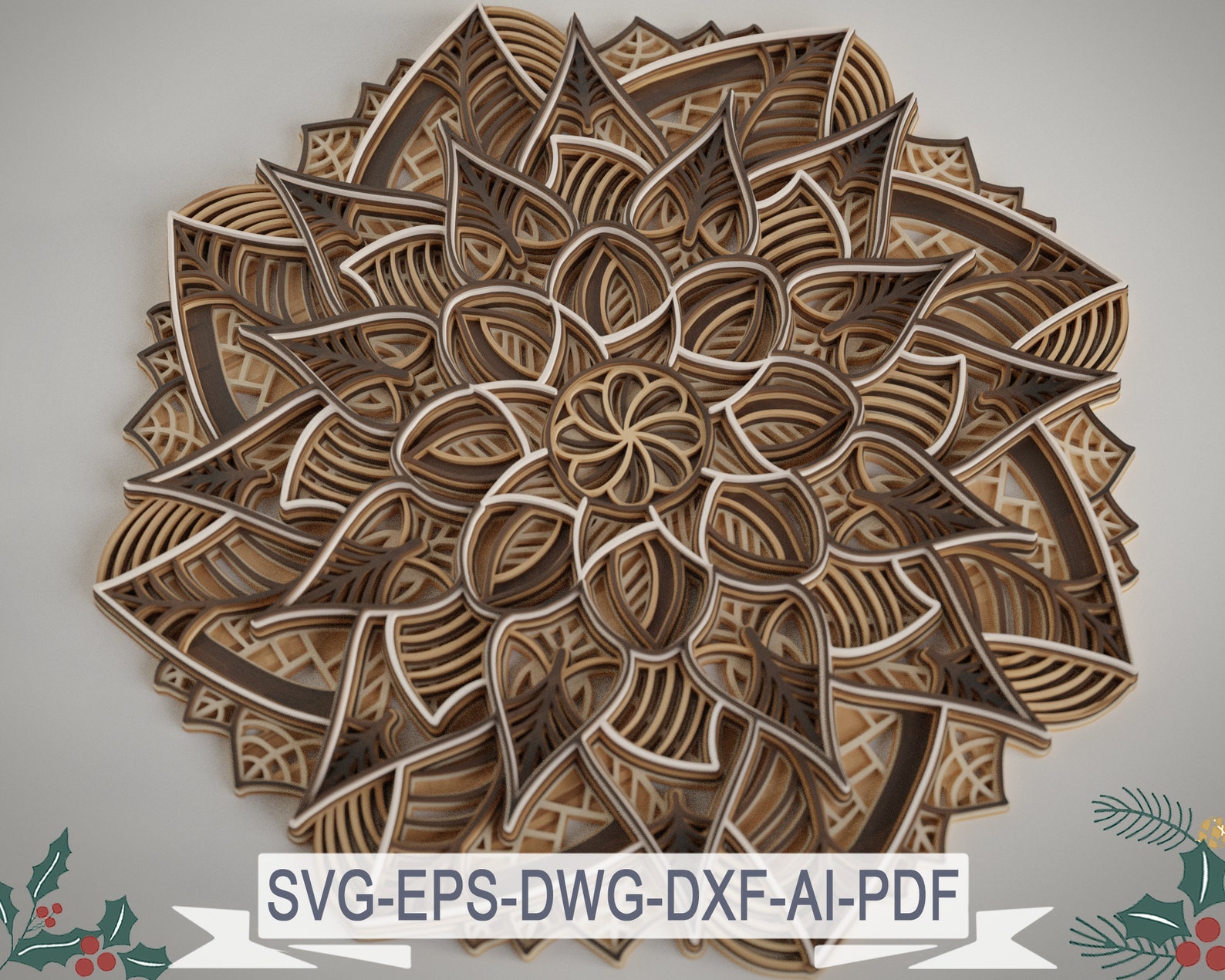 Layered Mandala - MANDALA - Wall Art - Glowforge Svg,dxf,dwg,ai ...