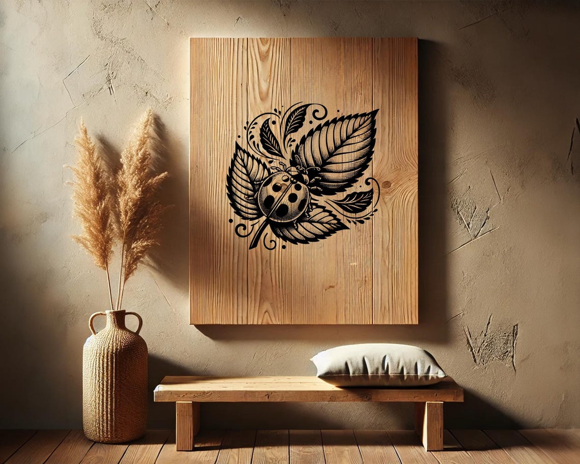 Ladybug SVG, Cutting Digital File, Lucky Leaf Laser Wood Engraving File ...