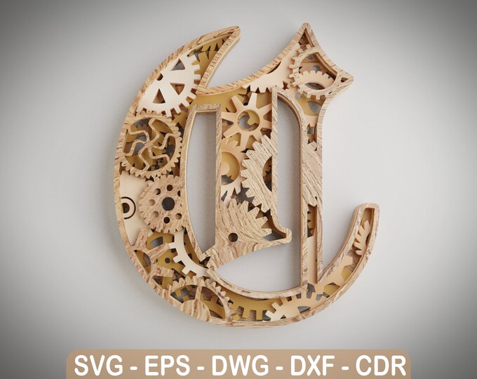 Layered Letter C 5 Layers Steam Punk Alphabet Gears Art - Etsy