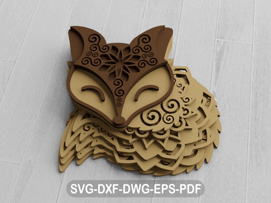 Multilayered Mandala Fox - SVG,DXF,DWG - Cutting, Laser Cut - Wall Art ...
