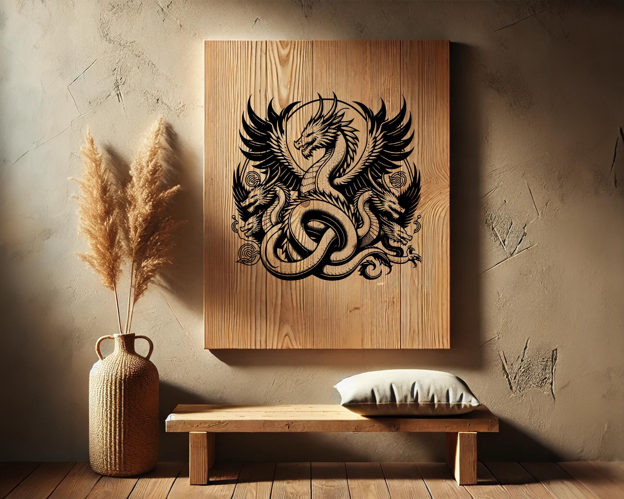 Serene Dragons SVG, Cutting Digital File, Fantasy Laser Wood Engraving ...