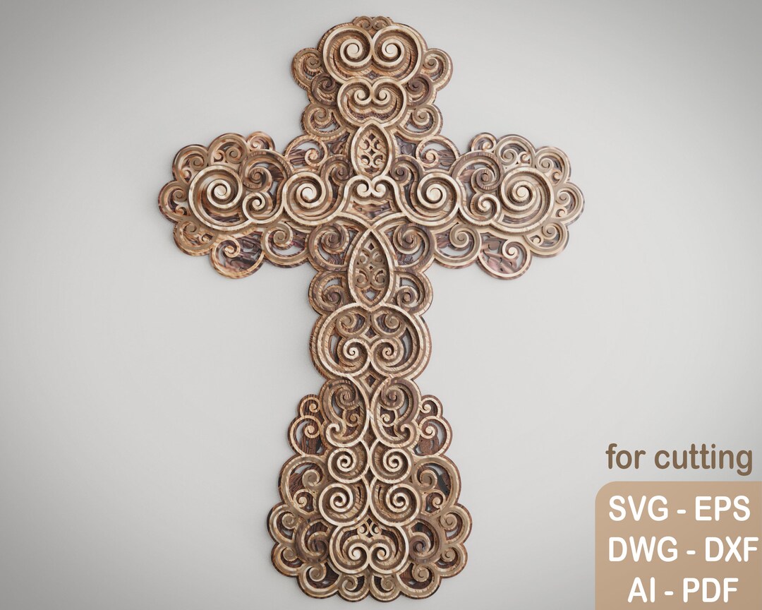 Layered Cross - 5 Layers - Wall Art - SVG,DXF,DWG - Cutting, Lasercut ...