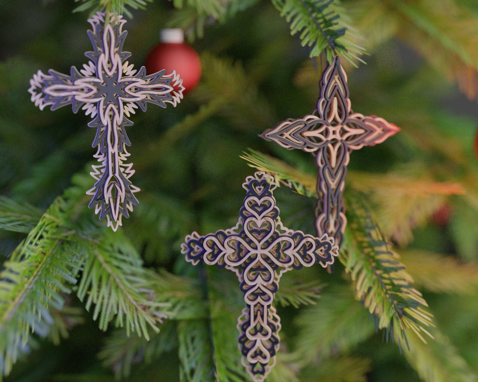 Layered Cross Bundle 3 Crosses 3 Layers Glowforge - Etsy