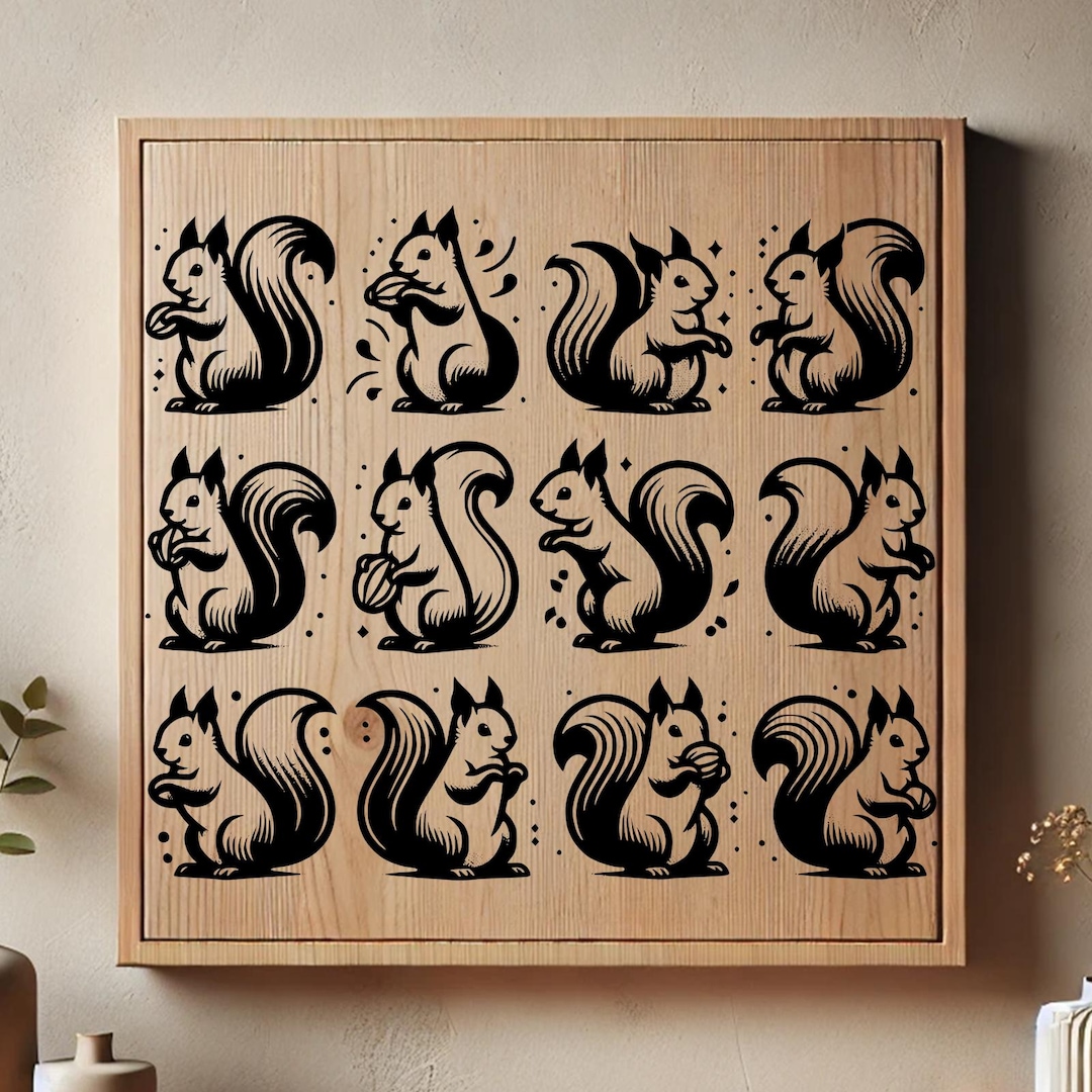 12 Bundle Playful Squirrels SVG, Cutting Digital File, Nature Laser ...