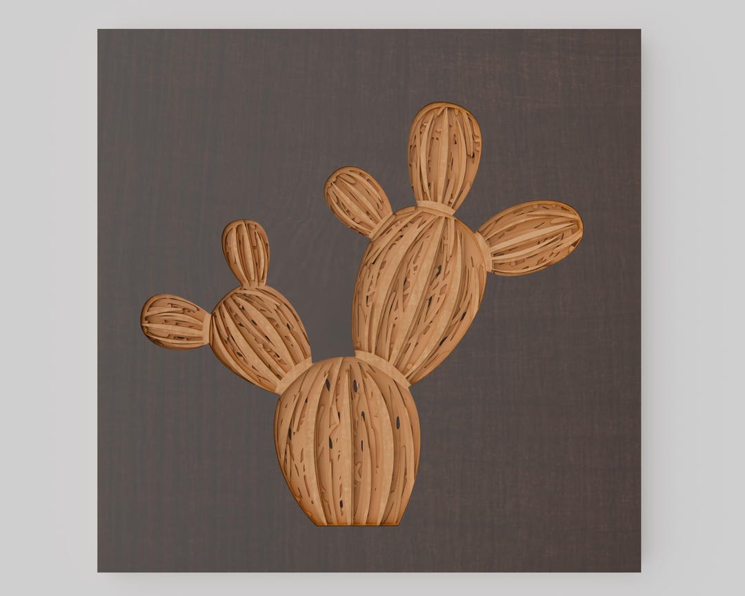 Layered Cactus Wall Art - 3D Laser Cut File - Desert Botanical Decor ...
