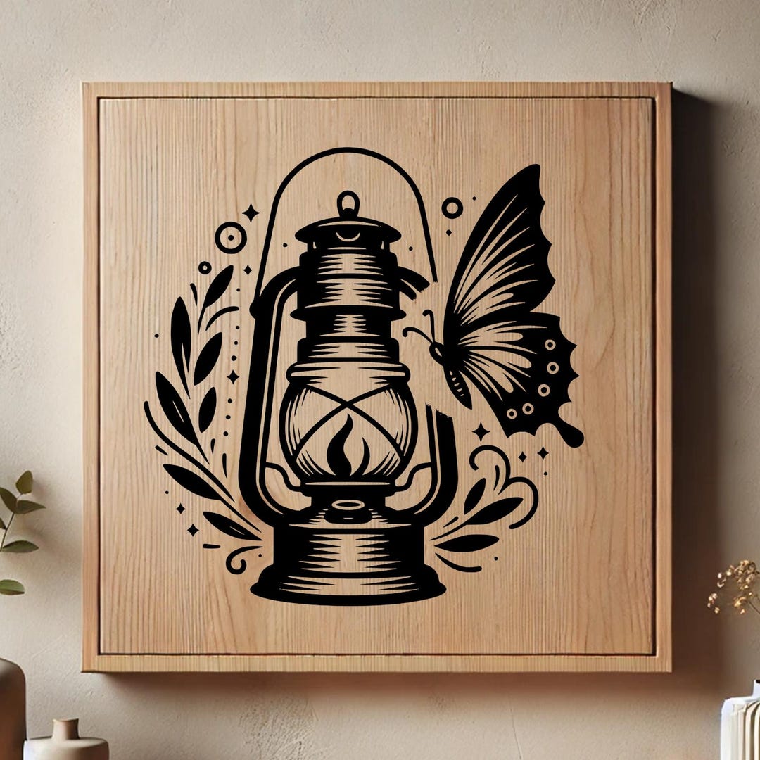 Lantern and Butterfly SVG, Cutting Digital File, Transformation Laser ...