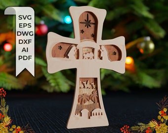 Layered Cross Bundle 3 Crosses 3 Layers Glowforge - Etsy