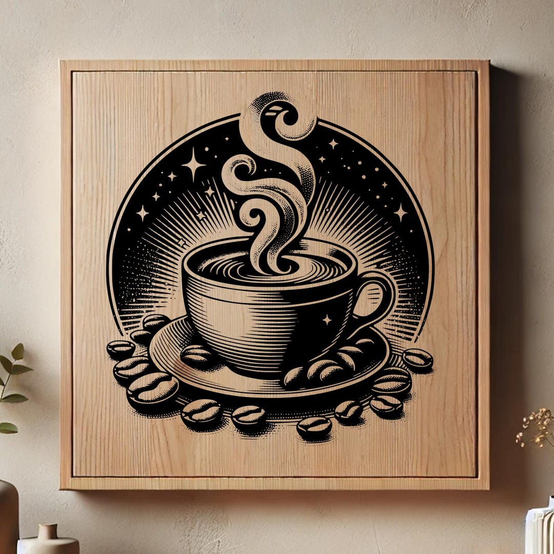 Coffee Cup SVG, Cutting Digital File, Beverage Laser Wood Engraving ...