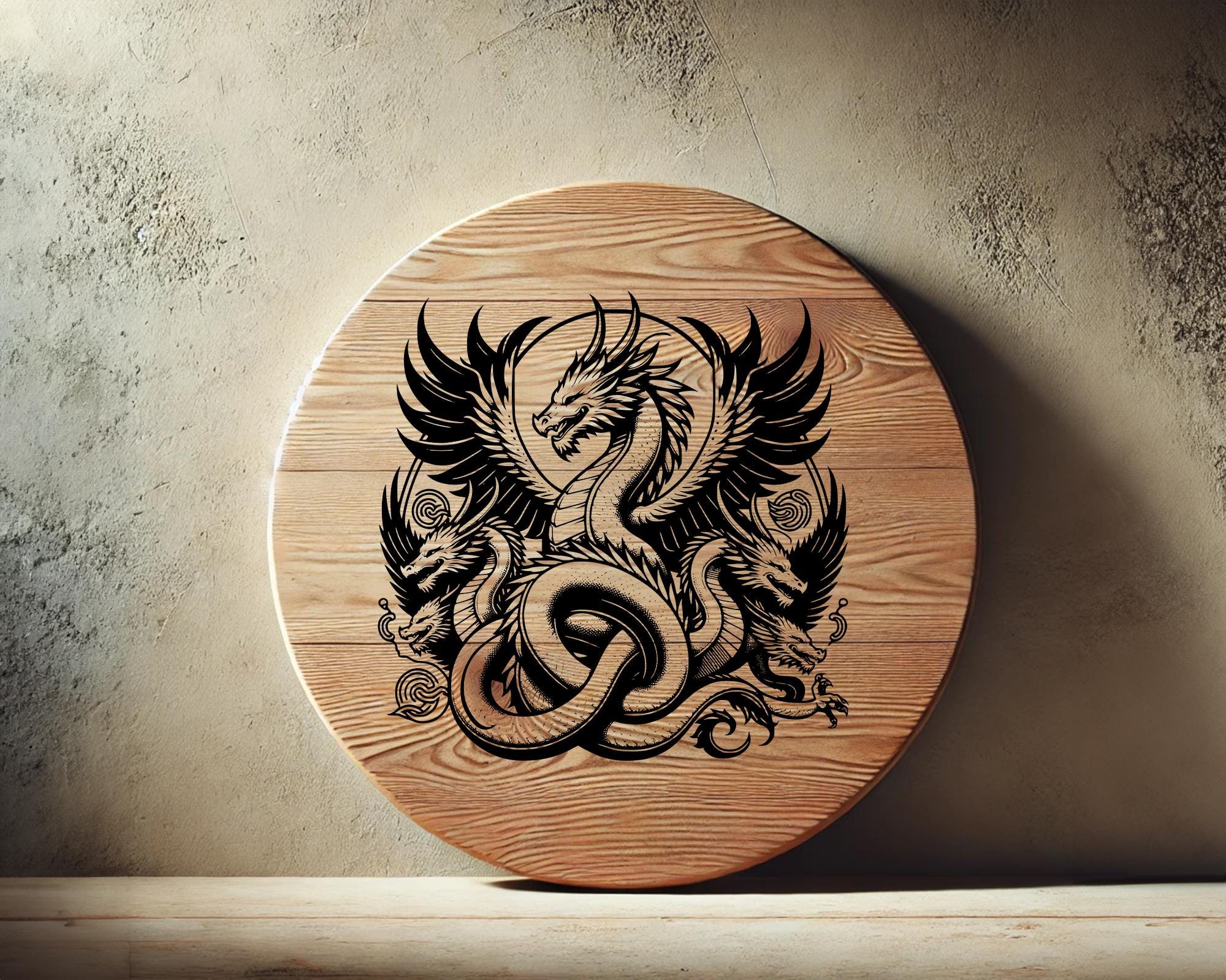 Serene Dragons SVG, Cutting Digital File, Fantasy Laser Wood Engraving ...