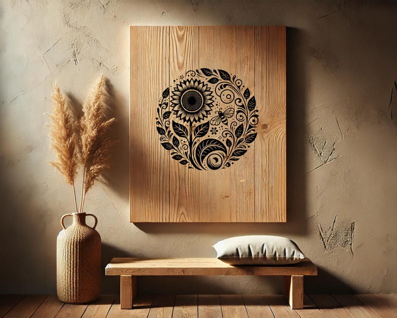 Sunflower SVG, Cutting Digital File, Cheerful Pollination Laser Wood ...