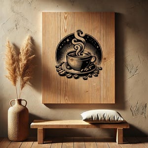 Coffee Cup SVG, Cutting Digital File, Beverage Laser Wood Engraving ...