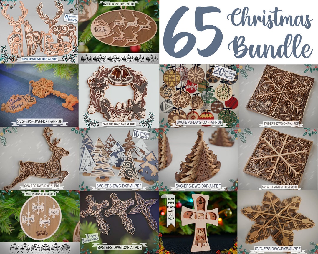 65 Christmas Premium Bundle Cutting Files, Laser Cutting File, Template ...