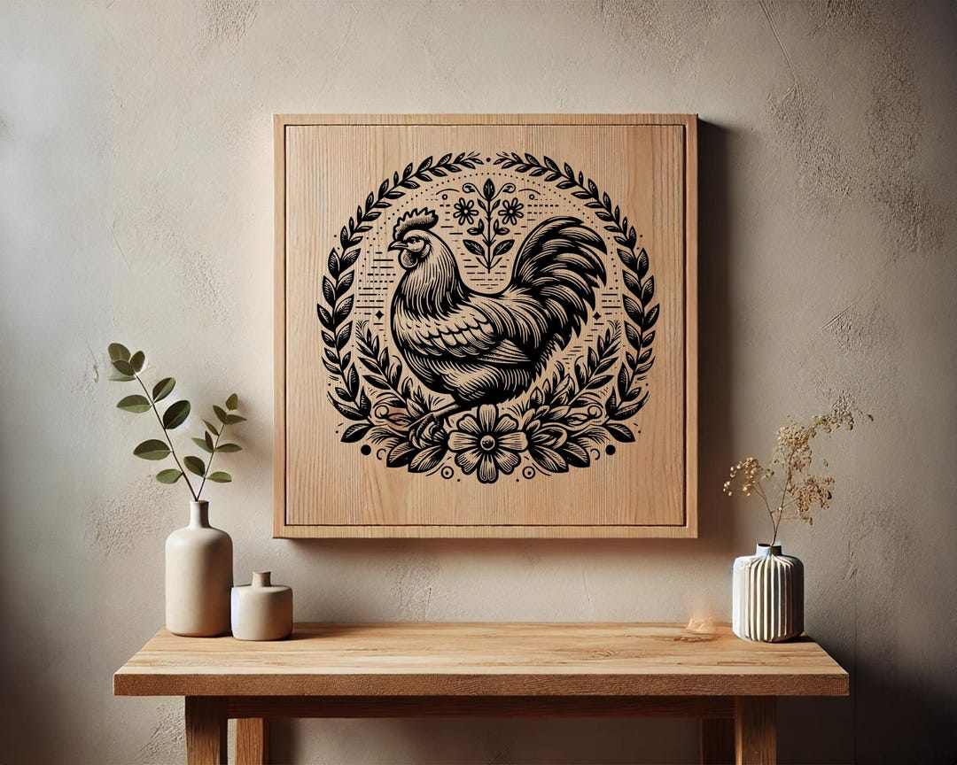 Farmhouse Chicken SVG, Cutting Board Digital File, Rustic Everyday ...
