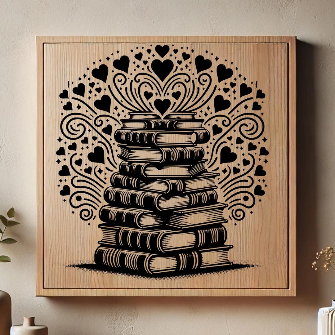 Books Hearts SVG, Cutting Digital File, Learning Love Laser Wood ...