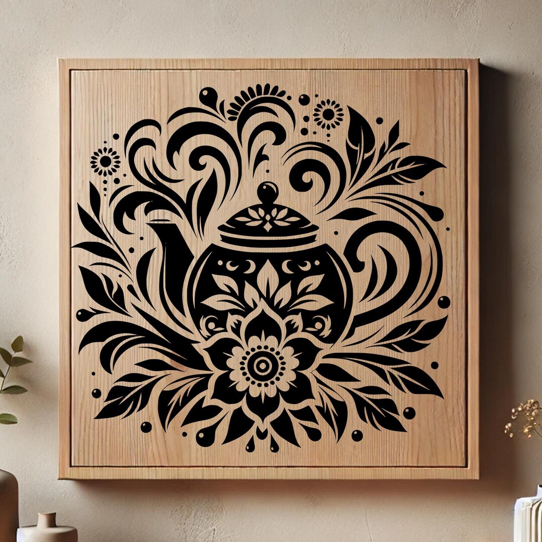 Floral Tea Pot SVG, Cutting Digital File, Tranquil Tea Laser Wood ...