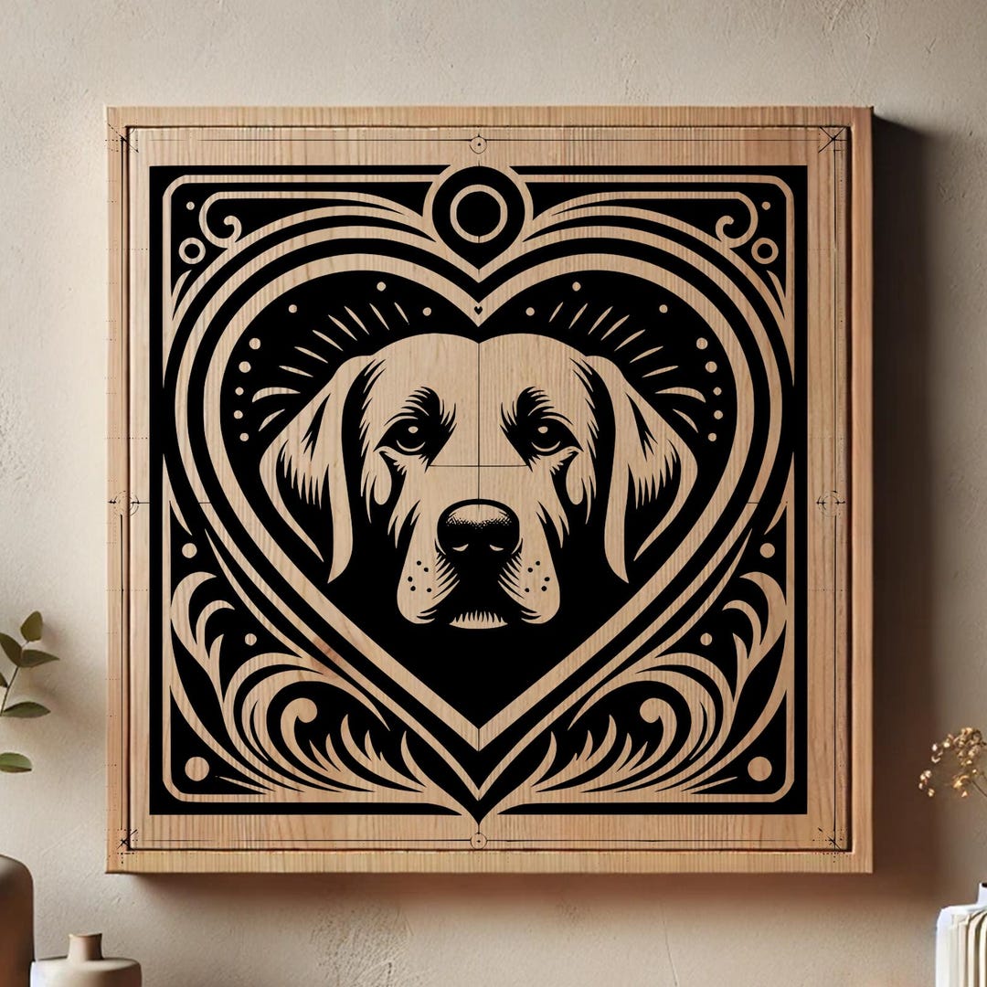 Dog Face & Heart SVG, Cutting Digital File, Pet Love Laser Wood ...