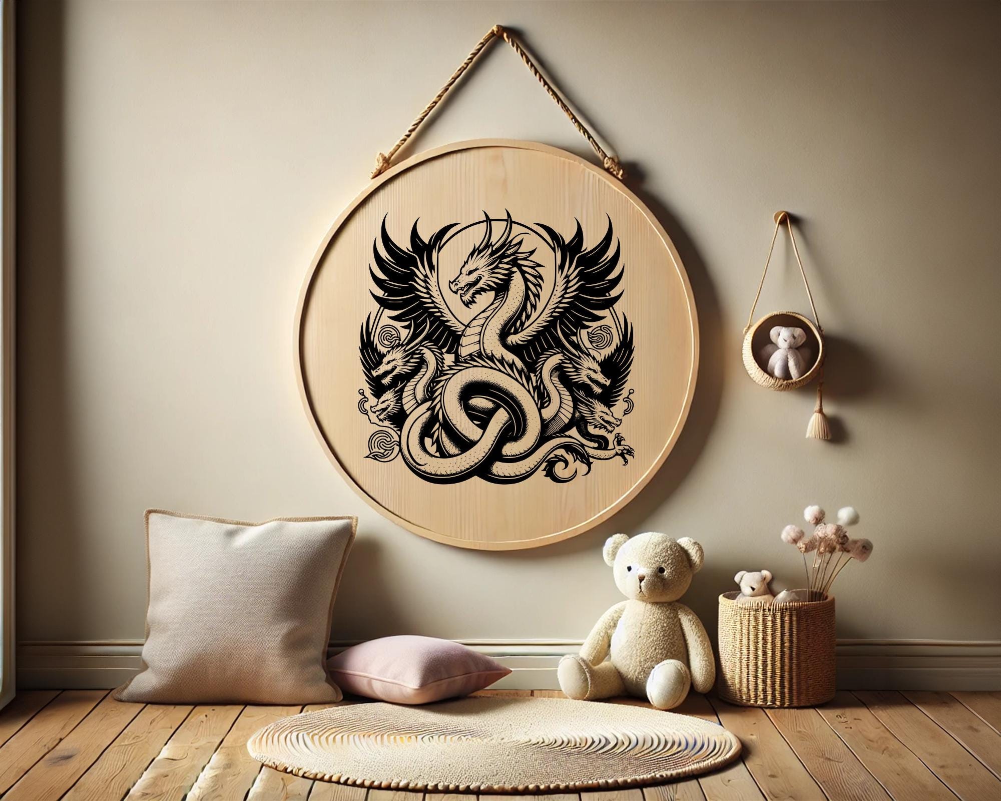 Serene Dragons SVG, Cutting Digital File, Fantasy Laser Wood Engraving ...