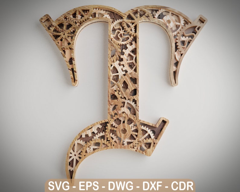 Layered Letter T Steam Punk Alphabet Gears Wall Art - Etsy