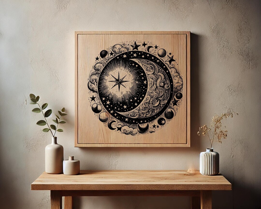 Celestial Moon Board SVG, Cutting Board Digital File, Mystical Laser ...