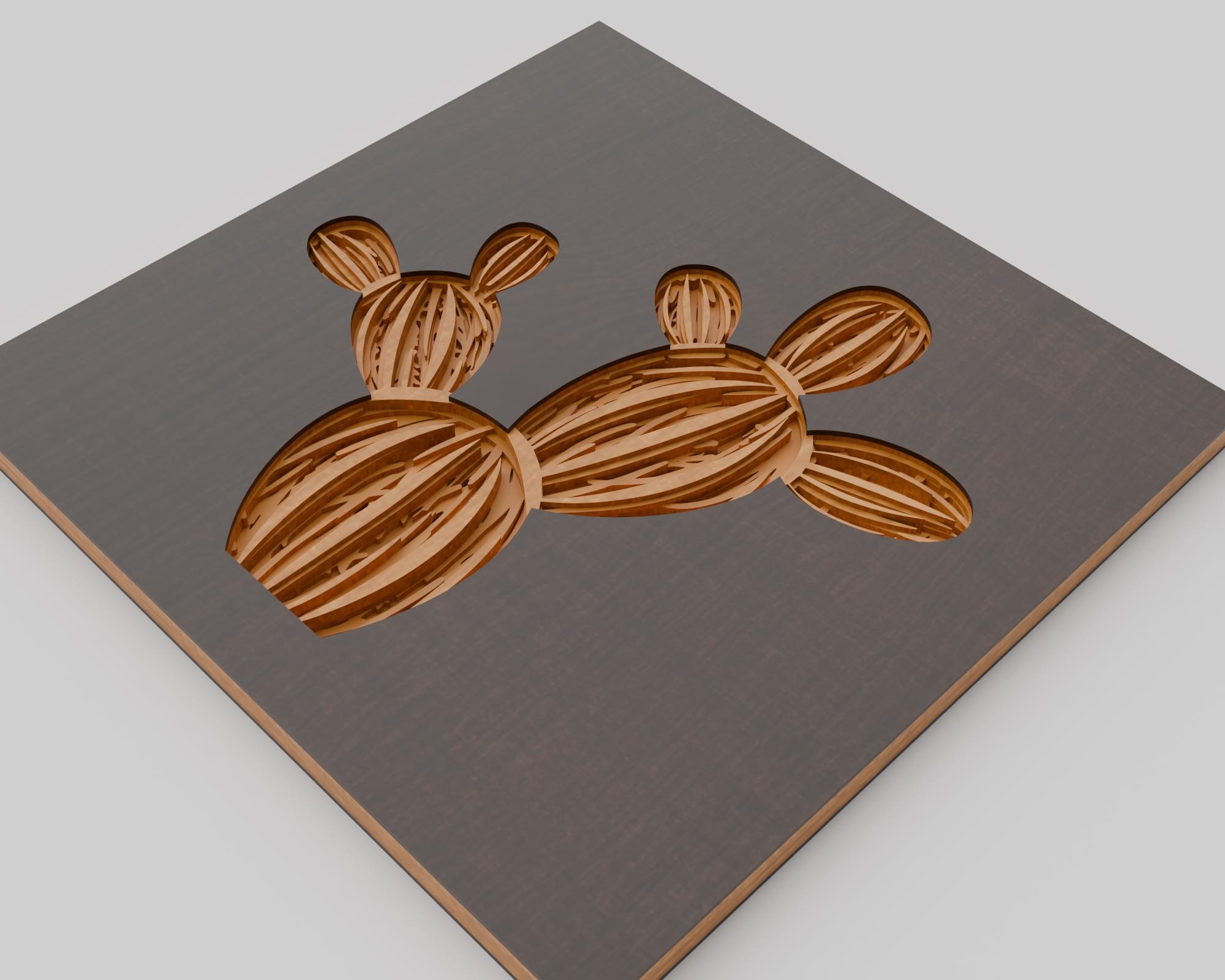 Layered Cactus Wall Art - 3D Laser Cut File - Desert Botanical Decor ...