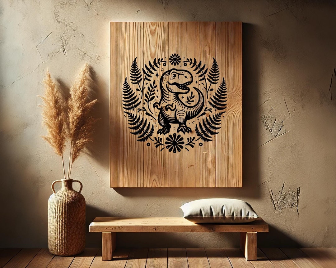 T-rex & Ferns SVG, Cutting Digital File, Playful Dino Laser Wood ...