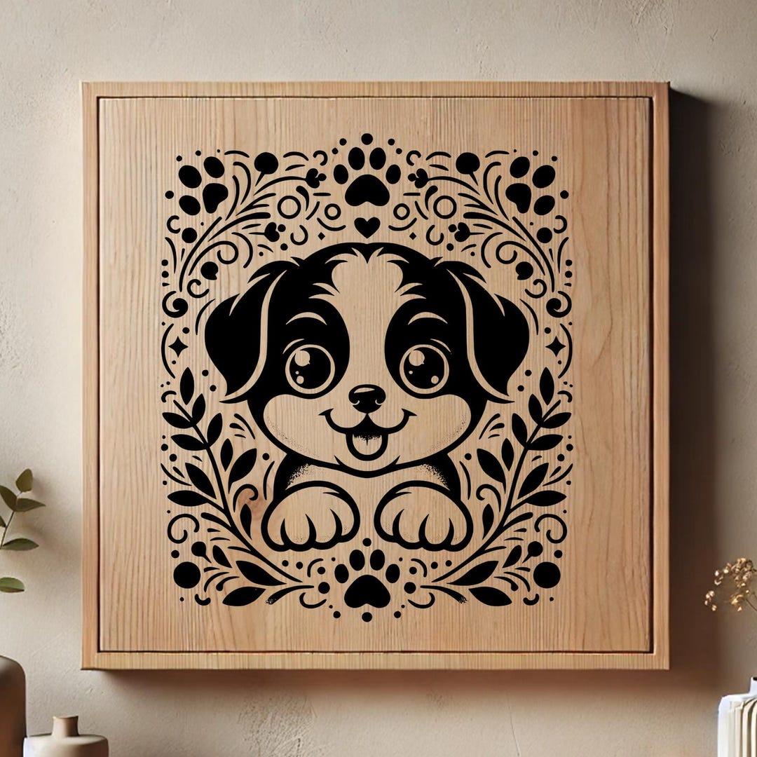 Puppy SVG, Cutting Digital File, Dog Laser Wood Engraving File by ...