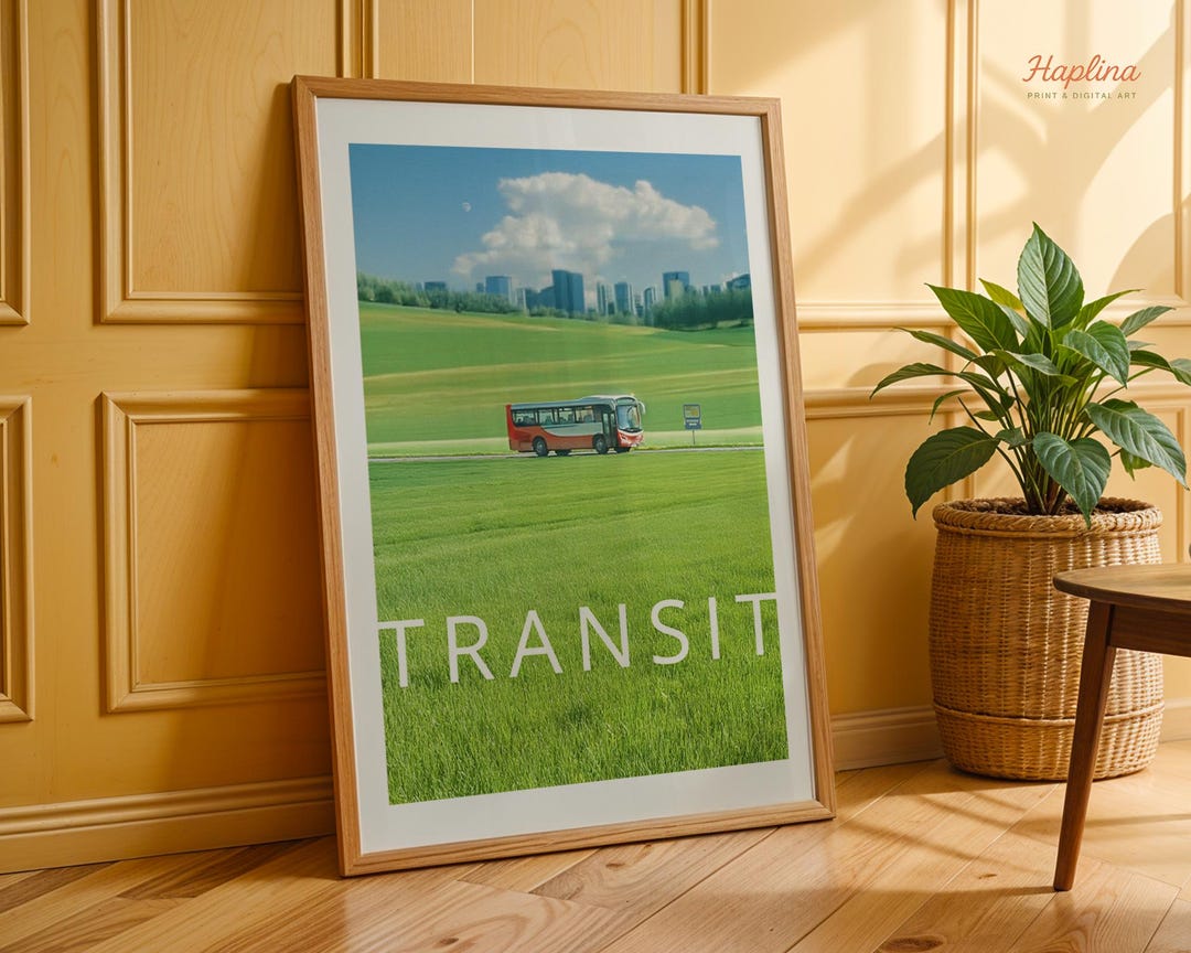 Transit Wall Art Printable – Scenic Bus Travel Poster, Minimal Digital ...