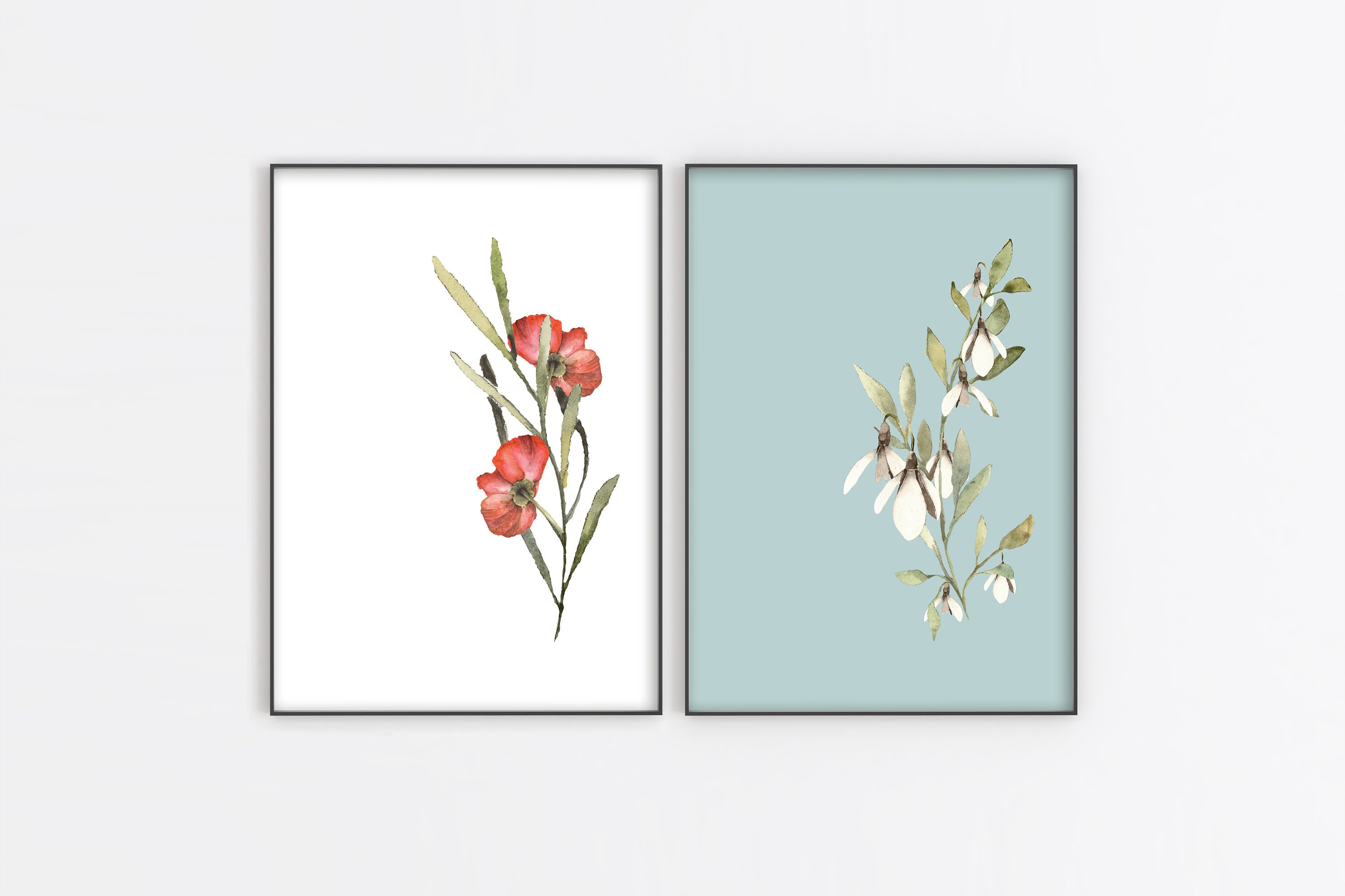 Floral Printable Wall Art Set of 2 Floral Wall Art Flower | Etsy