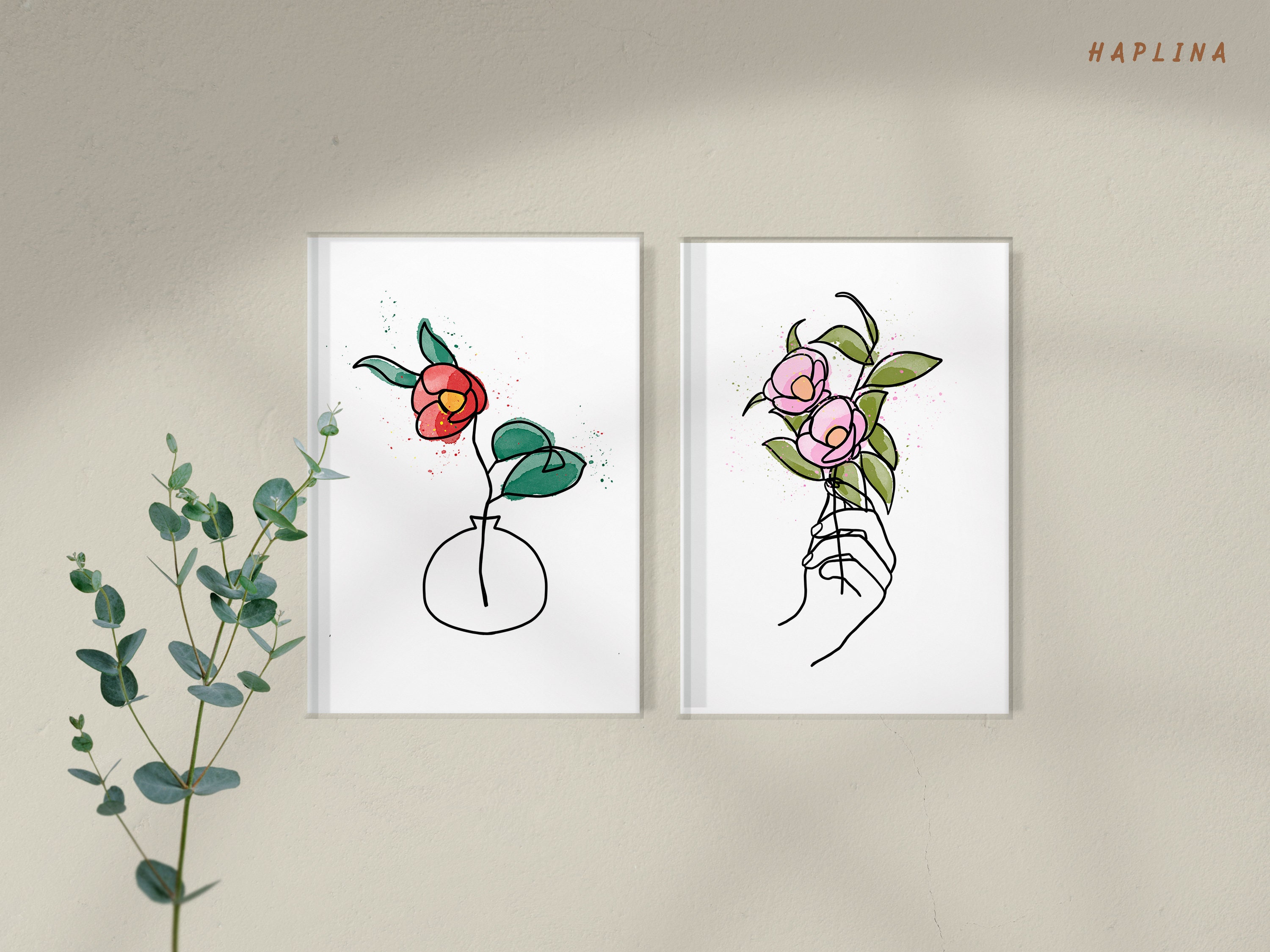Printable Wall Art Set of 3 Line Art Wall Art Botanical - Etsy